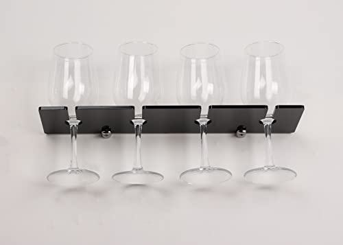 WANLIAN Wine Glass Holder Wall Mounted Wine Glass Holder Acrylic Wall Mounted Wine Glass Holder Cabinet Tableware Lower Wine Glass Holder and Wine Glass Storage Rack (Black 2 pack)