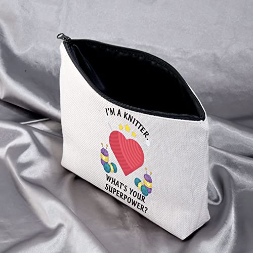 MEIKIUP Funny Knitter Makeup Bag Yarn Storage Crochet Bag for Knitting Stuff Gift for Sewing Quilting Lover (Knitter Makeup Bag)
