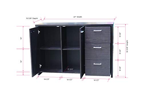 Kings Brand Furniture - Sideboard Buffet Storage Cabinet with 3 Drawers and 2 Shelves, Kitchen Console Cabinet for Living Room, Dining Room, Kitchen, Entryway
