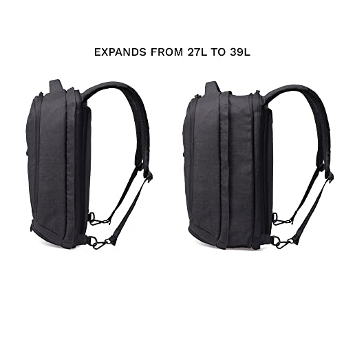 Knack Series 1 Laptop Backpack Fits up to 15 Inch - Knack Bags Carry-On Backpack, TSA Approved, Expandable Travel Backpacks (Stealth Black, Medium)