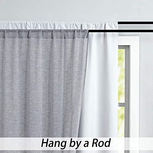 White Full Blackout Window Curtain Liner Rod Pocket Bedroom Hang with 10 Hooks Microfiber Thermal Coating Room Winter Cold Liner Window Treatment Sets 2 Panels (W48 x L81 x2 inches, White)