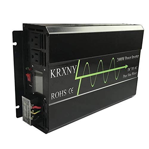 KRXNY 2000W 24V DC to 120V AC 60HZ Pure Sine Wave Off Grid Home Solar Power Inverter Converter with USB Port LCD Display