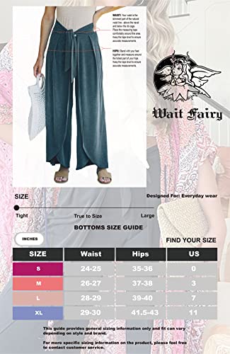 Waitfairy Womens Flowy Wide Leg Pants Split Leg Pants Bathing Suit Cover Ups Blue M