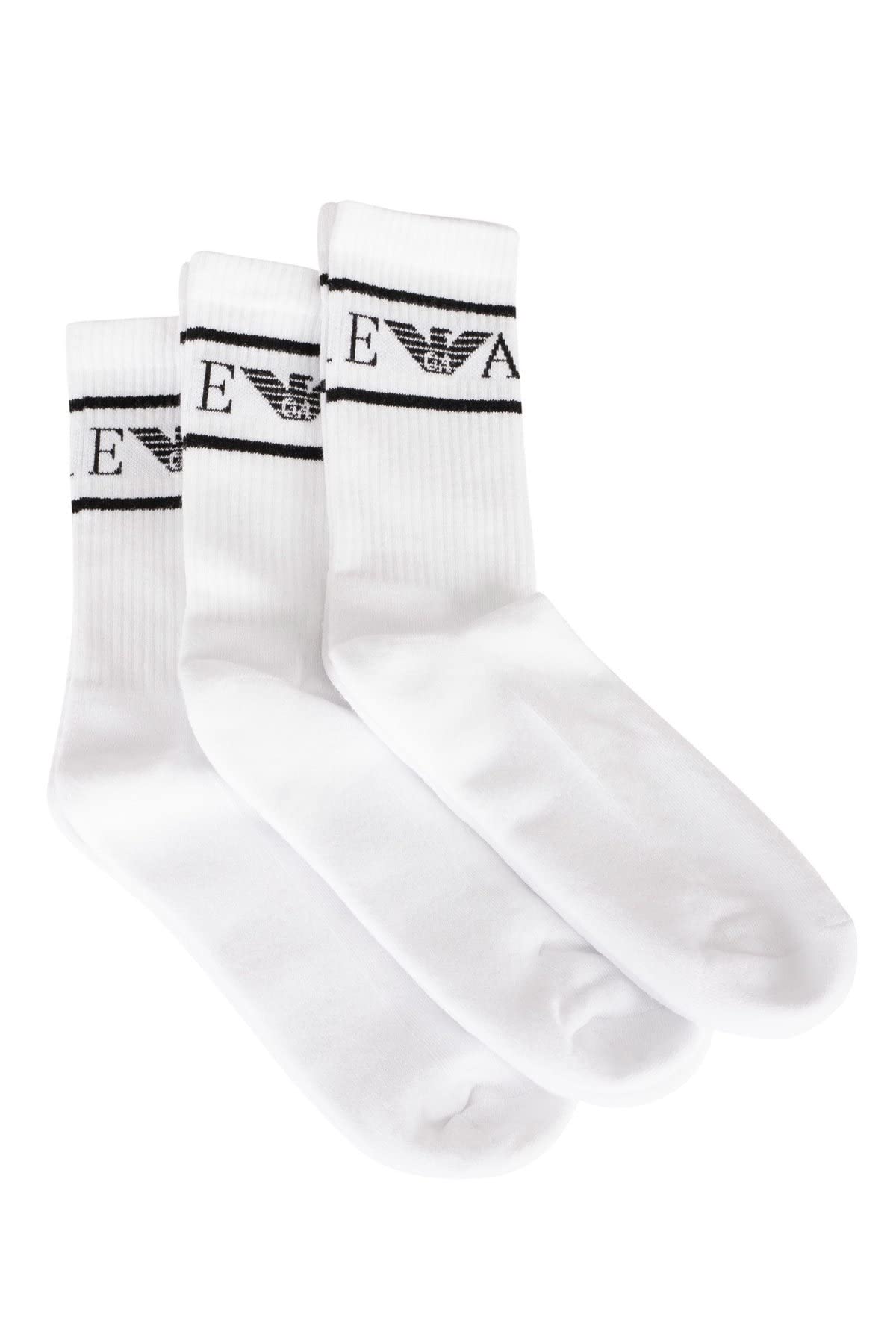Emporio Armani Men's Sporty 3-Pack Short Socks, White, One Size