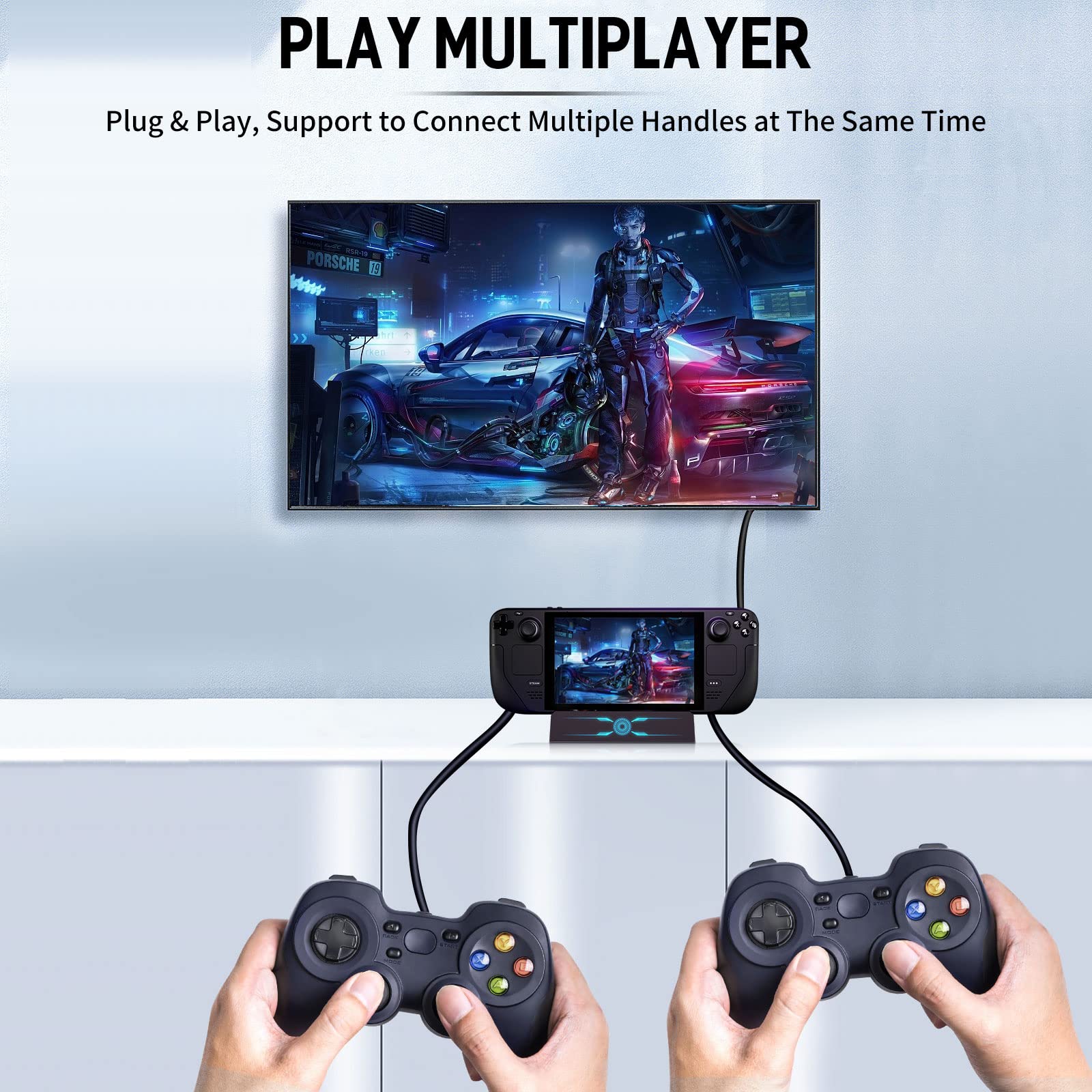 Docking Station for Steam Deck, SIKRO 6-in-1 Hub Steam Deck Dock Stand with 4 USB-A 3.0, HDMI, PD 3.0 Fast Charger USB-C, and Full Speed Charging USB-C Port Designed for Valve Steam Deck