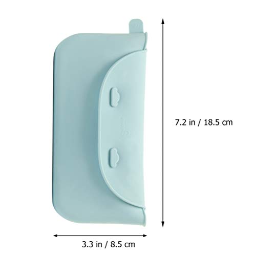 NUOBESTY Portable Tableware Box Cutlery Holder Bags Silicone Waterproof Storage Case for Baby Spoons Flatware Home Travel Bag (Blue)