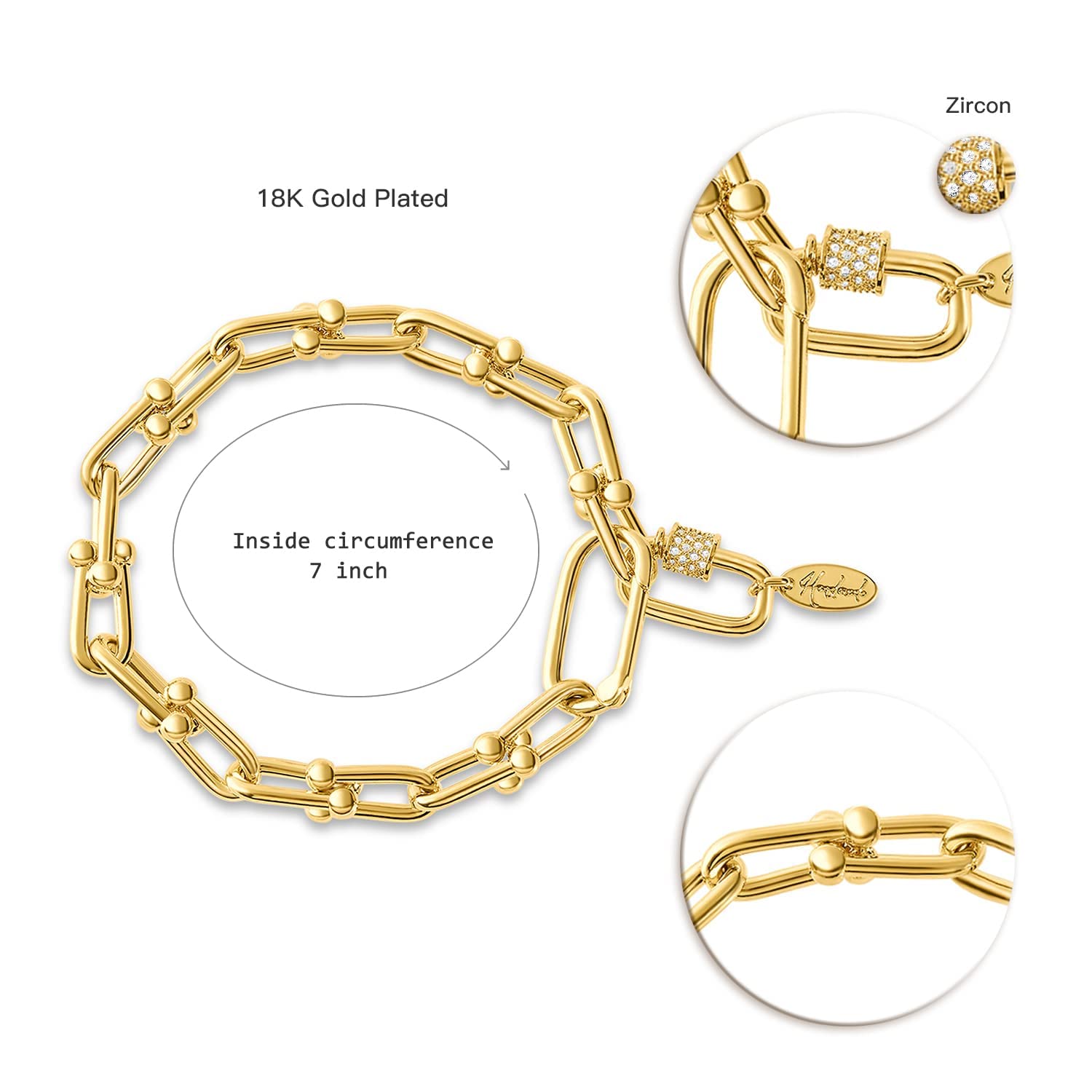 Emptizer Gold Bracelets for Women 18K Gold Plated Cubic Zirconia Bracelet Handmade Chain, 8β