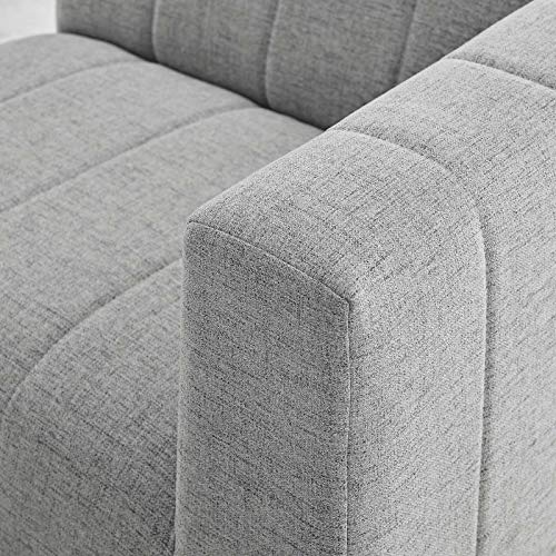Modway Bartlett Channel Tufted Upholstered Sectional Sofa, 5-Piece L-Shape, Light Gray