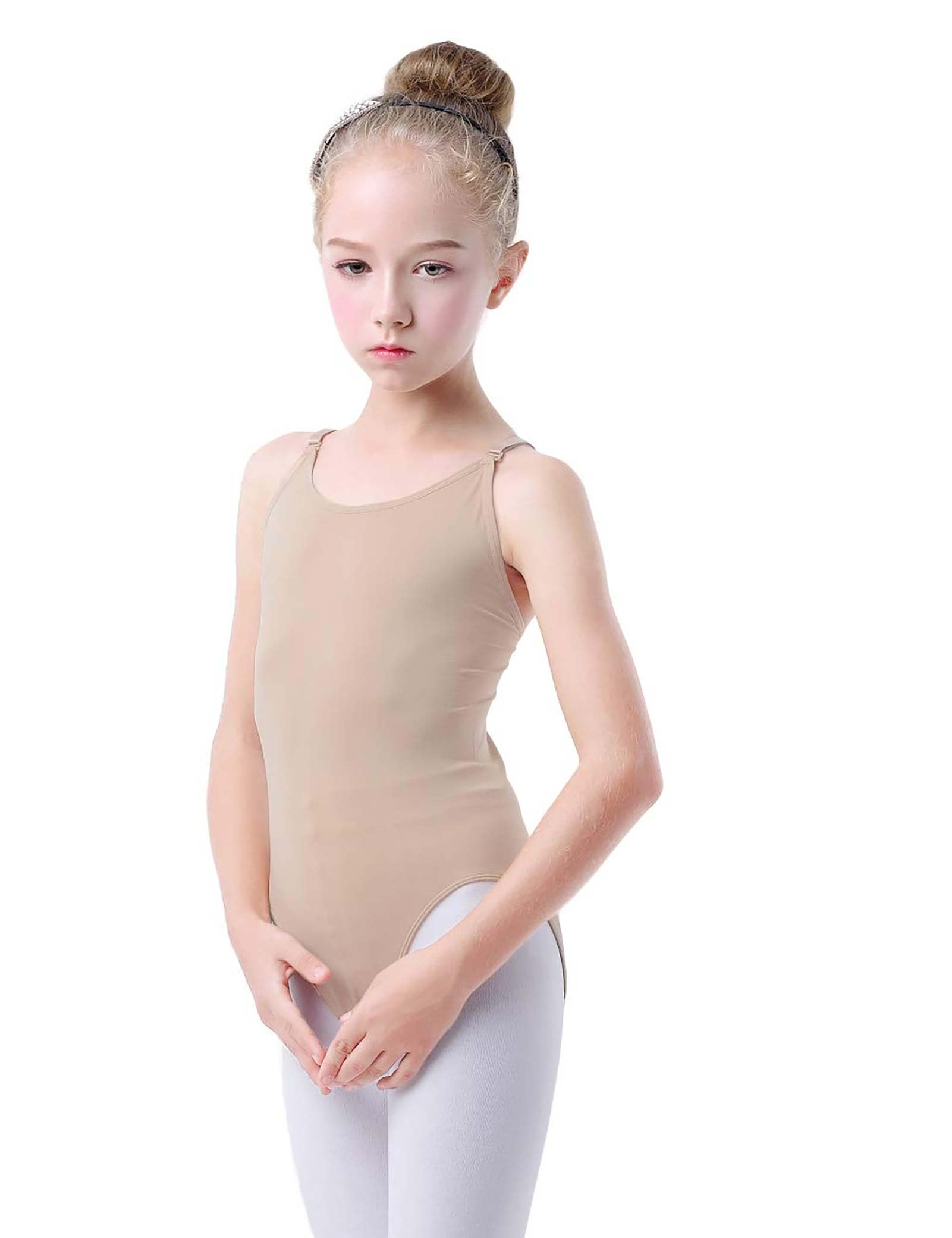 Daydance Girls Nude Leotards Seamless Dance Undergarment for Ballet, Gymnastics with Adjustable