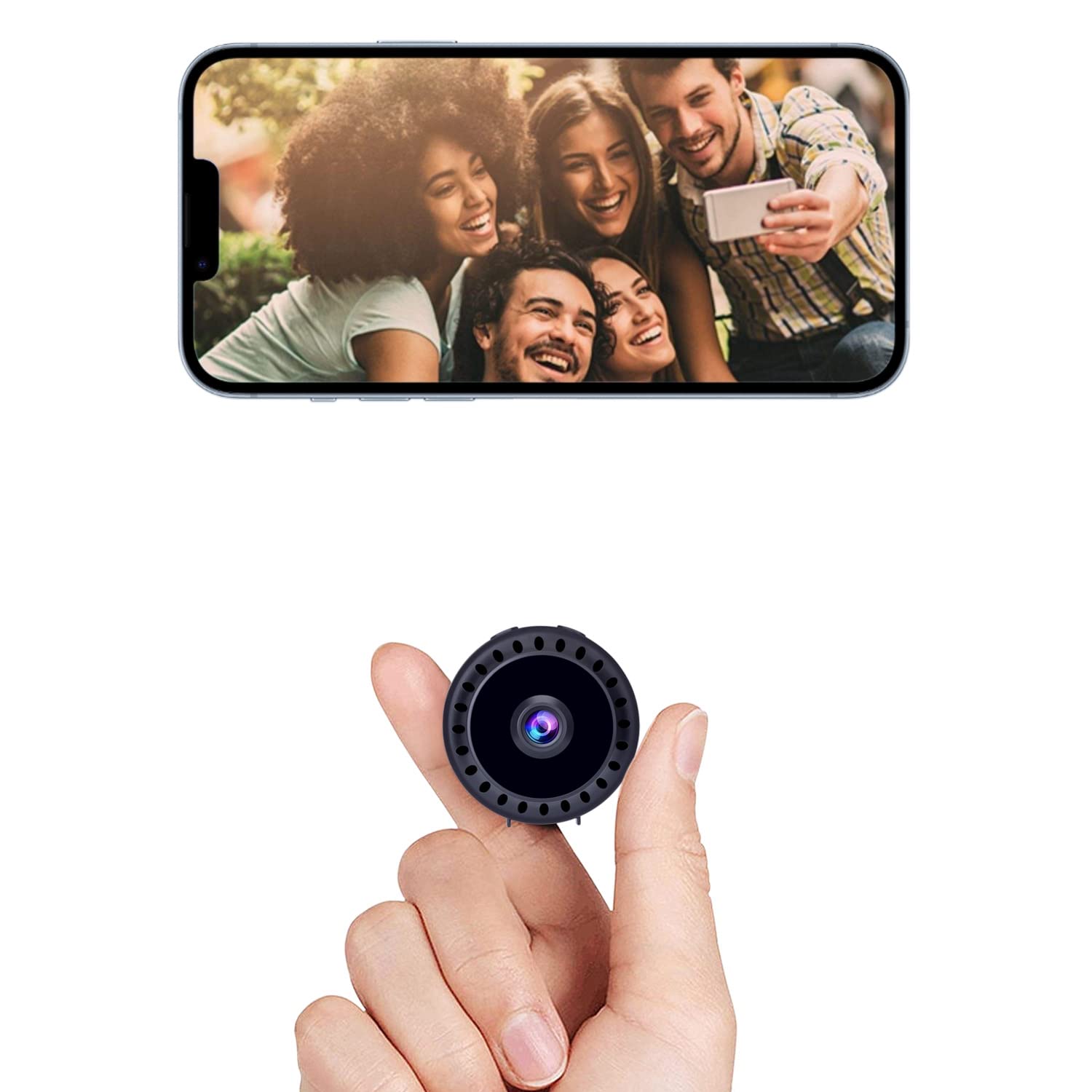 GAUYREU Hidden Cameras for Home Security, Full HD Mini Spy Camera Wi-Fi Wireless Cam, Small Nanny Camera with Remote View, Night Vision, Bulit-in Battery Tiny Spy Cam Indoor/Outdoor