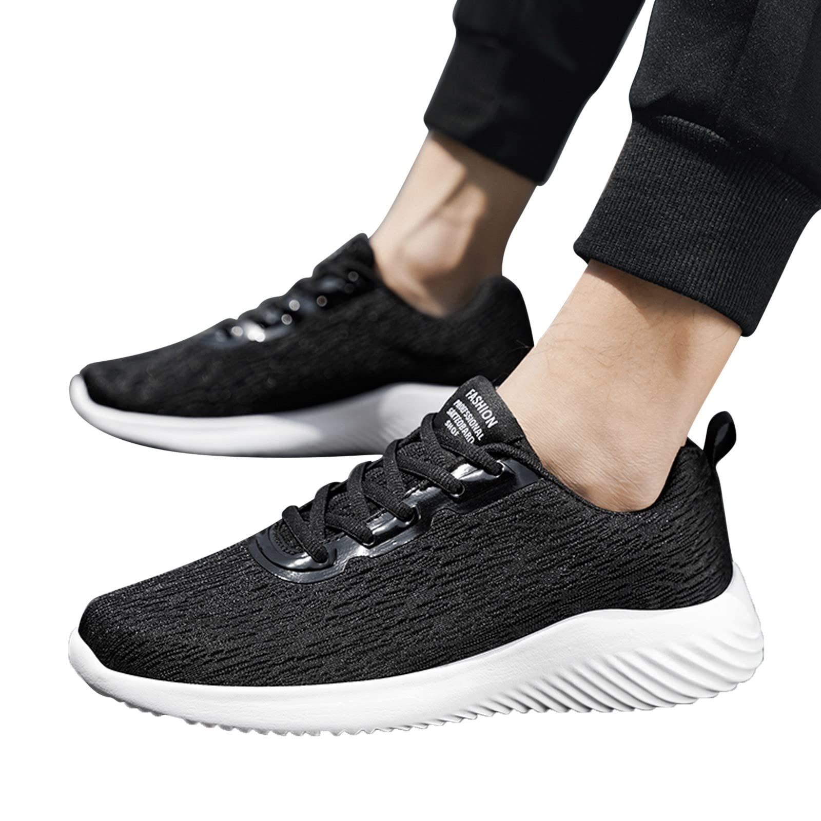 FASDNENDYS Fashion Men Mesh Casual Sport Shoes Lace Up Solid Color Running Breathable Soft Bottom Mens Club C 85 Sneaker White
