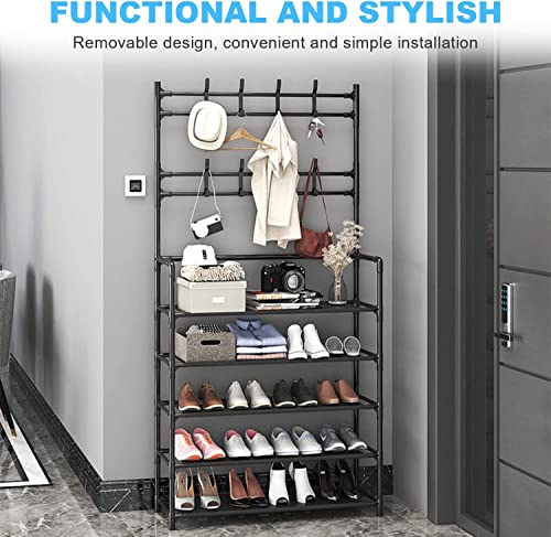 Liwarace Metal Clothing Rack,Clothes Garment Coat Rack with Bottom Shelf, Clothing Rack for Hanging Clothes, Coats, Skirts, Shirts, Sweaters, Black