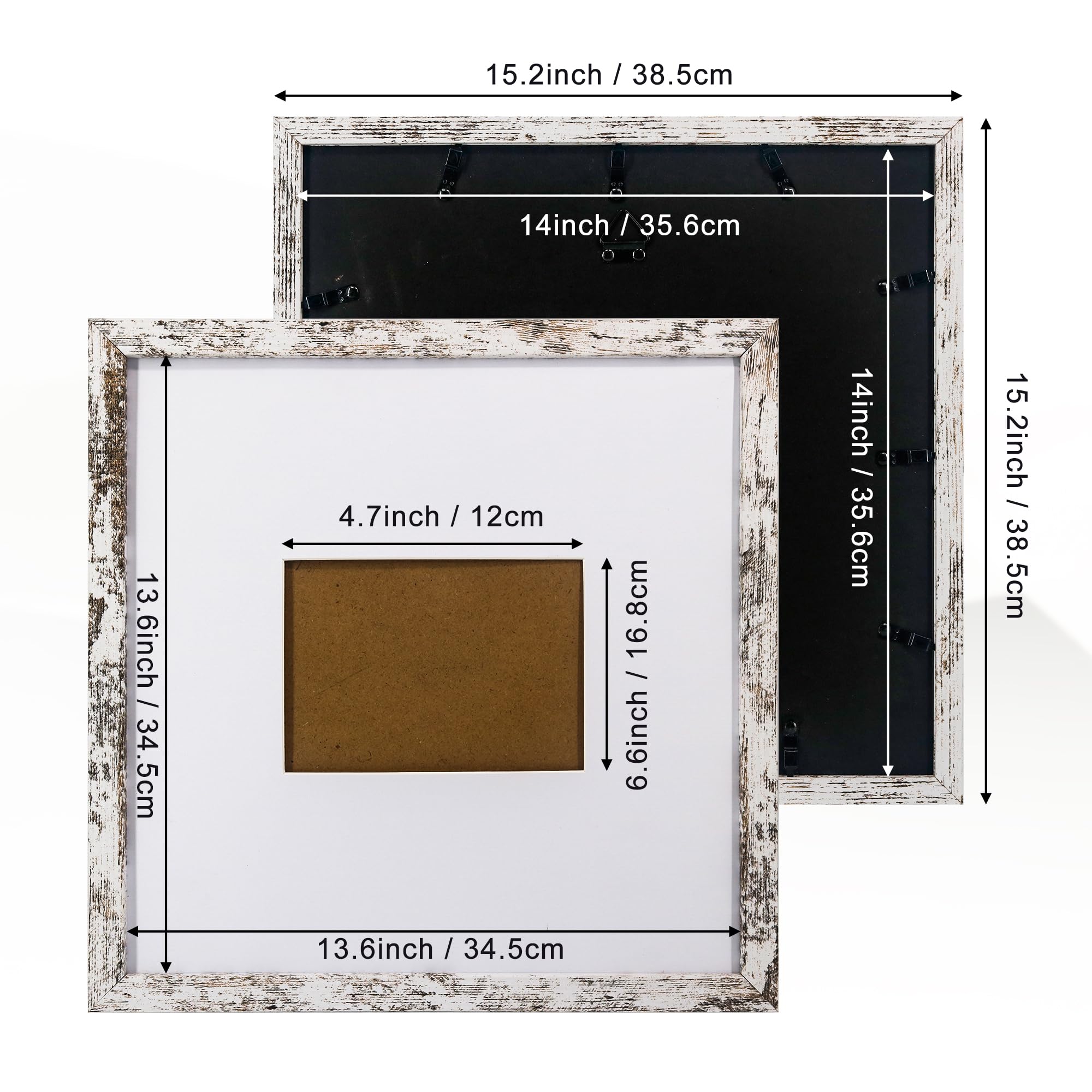 GraduatePro 14x14 Signature Picture Frame Board for 5x7 Photo with Signable Mat for Birthday Baptism Party Graduation Wedding Guest Book Rustic White
