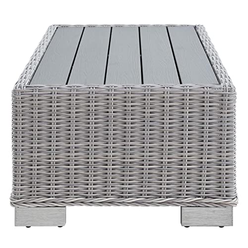 Modway Conway 32" Modern Rattan Outdoor Coffee Table in Light Gray