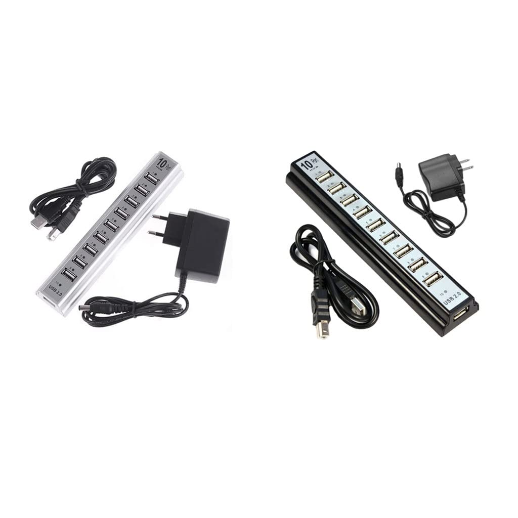 Hubs Plastic Splitter Hub Cellphone Charging Cable Adaptor Charger10 Port Keyboard U-Disk Mouse USB 2.0 USB Hubs (Color : OneColor)