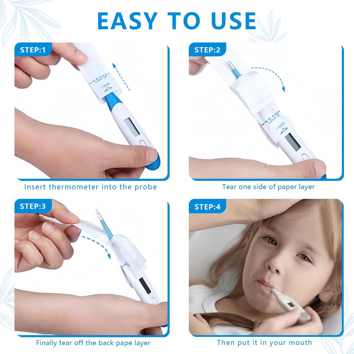 OBTANIM 100 Pieces Disposable Digital Thermometer Probe Covers Clear Temperature Sheath Sleeves for Oral, Rectal, Armpit