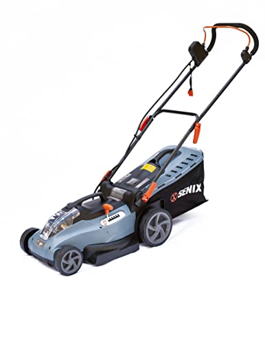 SENIX Electric Lawn Mower, 17-Inch, 58V Max* Cordless Lawn Mower with Brushless Motor, 6-Position Height Adjustment, 2.5Ah Lithium Ion Battery and Charger Included, LPPX5-M, Blue