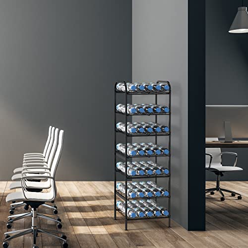 Water Bottle Organizer 7 Tier Free Standing Water Bottle Storage Organizer Metal Bottle Rack Holder Stand Shelf for Kitchen Pantry Food Storage (Black)