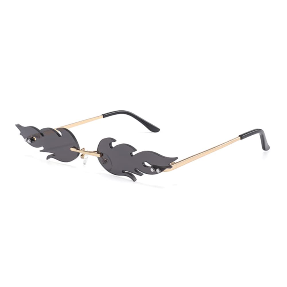 ENTHYI Polygon Flame Sunglasses for Women Frameless Party Colorful Punk Eyewear Cosplay Glasses Men
