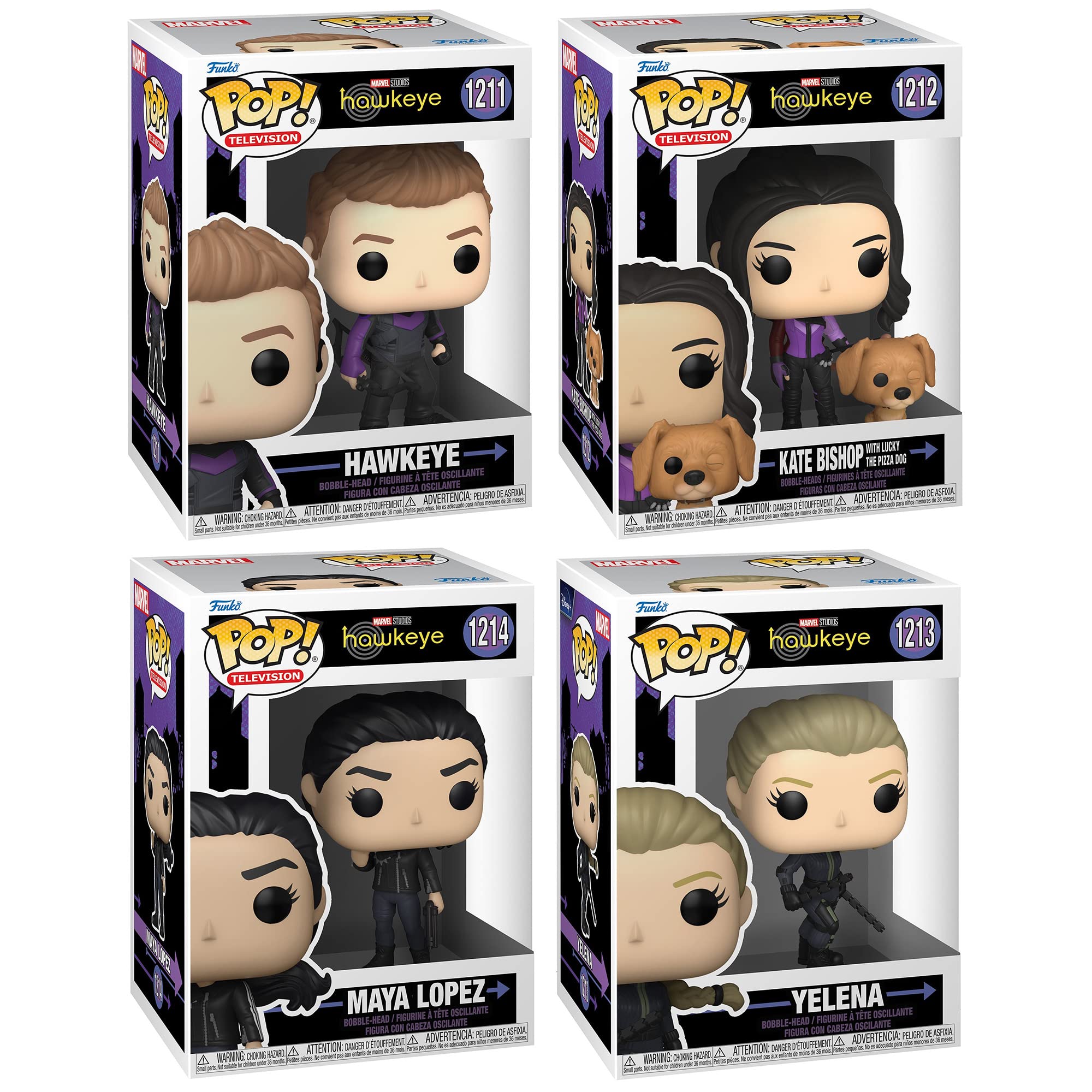 Funko Pop! TV: Marvel - Hawkeye Collectors Set - 4 Figure Set Includes: Hawkeye, Kate Bishop with Lucky The Pizza Dog, Maya Lopez, and Yelena (with Possible Chase Variant)