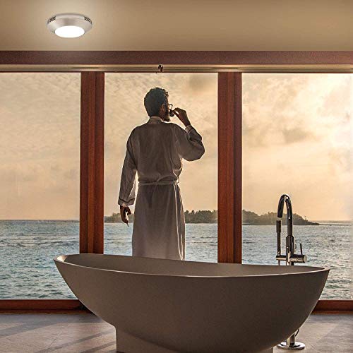 Homewerks 7117-01-BN Bathroom Integrated LED Light Ceiling Mount Exhaust Ventilation 1.1 Sones 80 CFM, Bath Fan Brushed Nickel