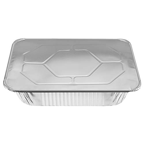 NYHI 9" x 13 ” Aluminum Foil Pans With Lids (10 Pack) | Durable Disposable Grill Drip Grease Tray | Half-Size Deep Steam Pan and Oven Buffet Trays | Food Containers for Catering, Baking, Roasting'