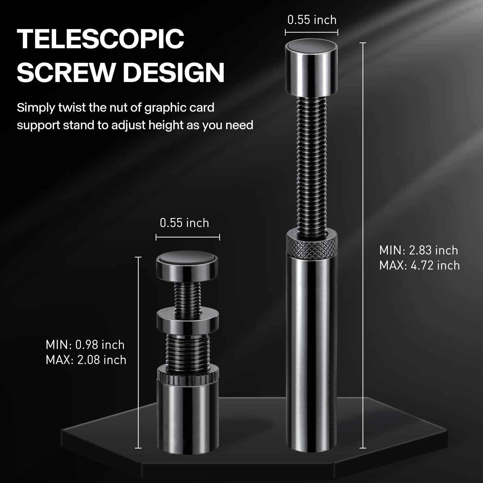 GPU Support Bracket Height Adjustable GPU Brace Video Card Sag Holder Bracket with Magnet and Non-Slip Mat GPU Stand for Holding Large Video Cards (L)