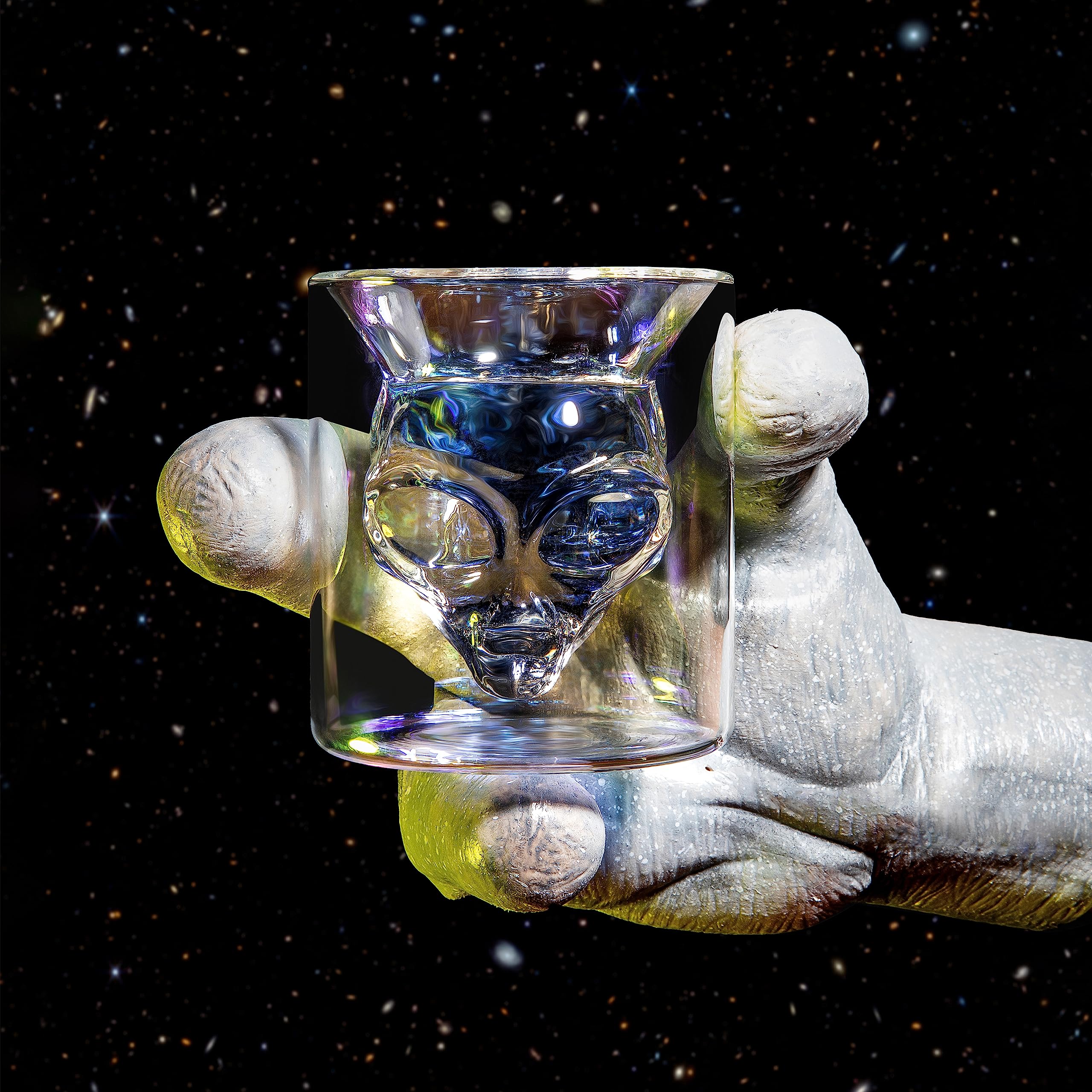 Dragon Glassware Alien Drinking Glasses - Unique Double Wall Grey Alien Inspired Design from Area 51 - Novelty Gift for Outer Space Enthusiasts - Fun and Stylish Tumblers, Set of 2