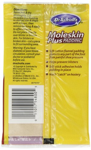 Dr. Scholl's Moleskin Plus 4 5/8-Inch X 3 3/8 Inch Padding, 3 Count Package