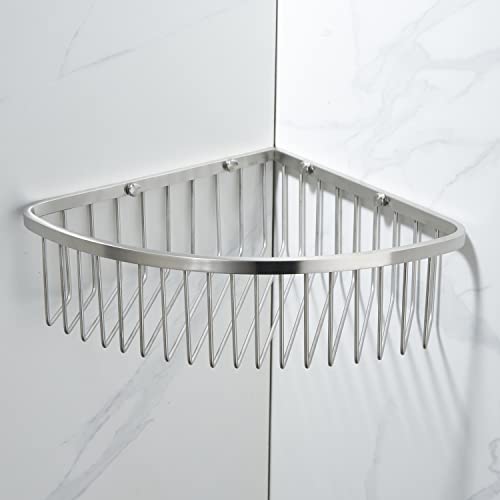 Segistan Bathroom Corner Shower Caddy Organizer, SUS304 Stainless Steel Heavy Duty Rust-Proof Bathroom Shelf Organizer Shampoo Holder, Wall Mounted Storage Rack for Bathroom Kitchen, Brushed Nickel