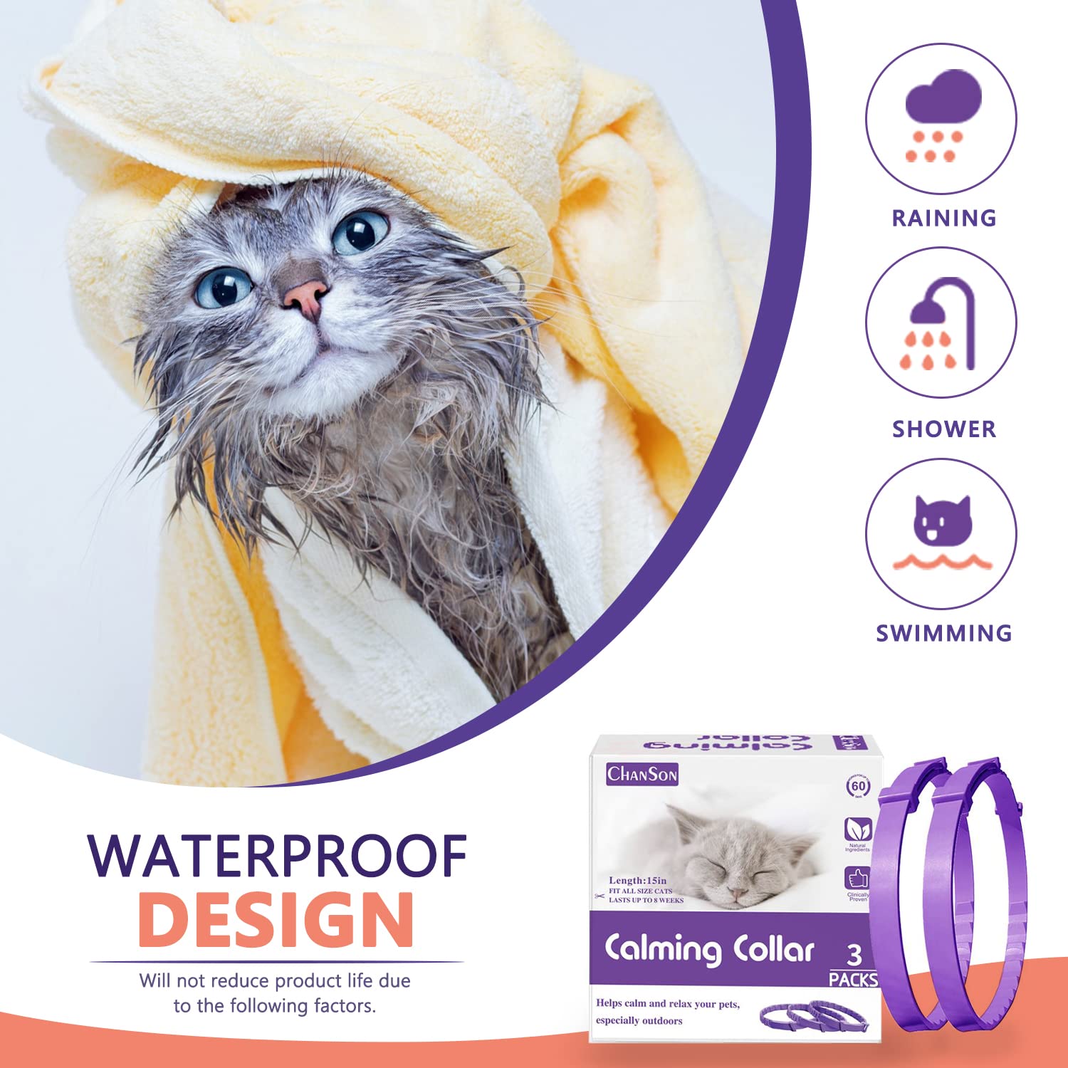 OCSOSO 3-Pack Pheromone Calming Collars for Cats Offers Long-Lasting Calming Relief - Ideal for Reducing Anxiety and Stress Related Behaviors!