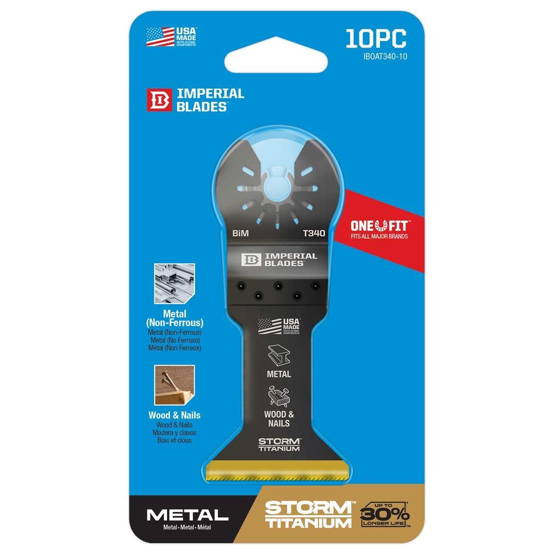 Imperial Blades IBOAT340-10 One Fit 1-3/4" Multi-Material Storm Titanium Metal/Wood Blade, 10PC