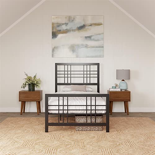DHP Arcadia Metal, Twin Size Frame, Adjustable Storage, Black Bed