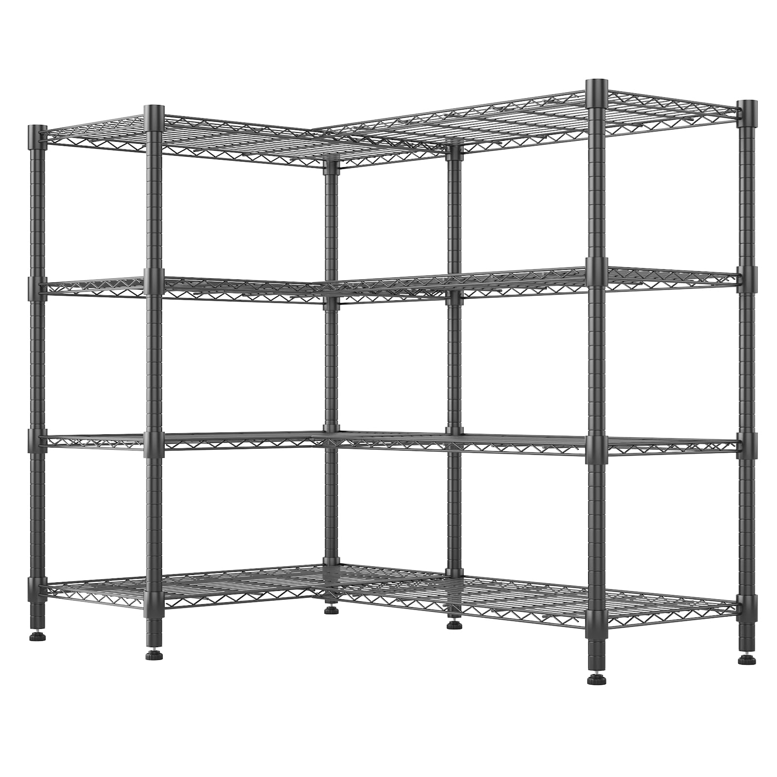 Homdox Heavy Duty Metal Shelves for Storage, 4 Tier Storage Racks and Shelving, Adjustable Wire Shelving Unit, Garage Rack Pantry Shelves Kitchen Shelving, 18"x72"x60", Black