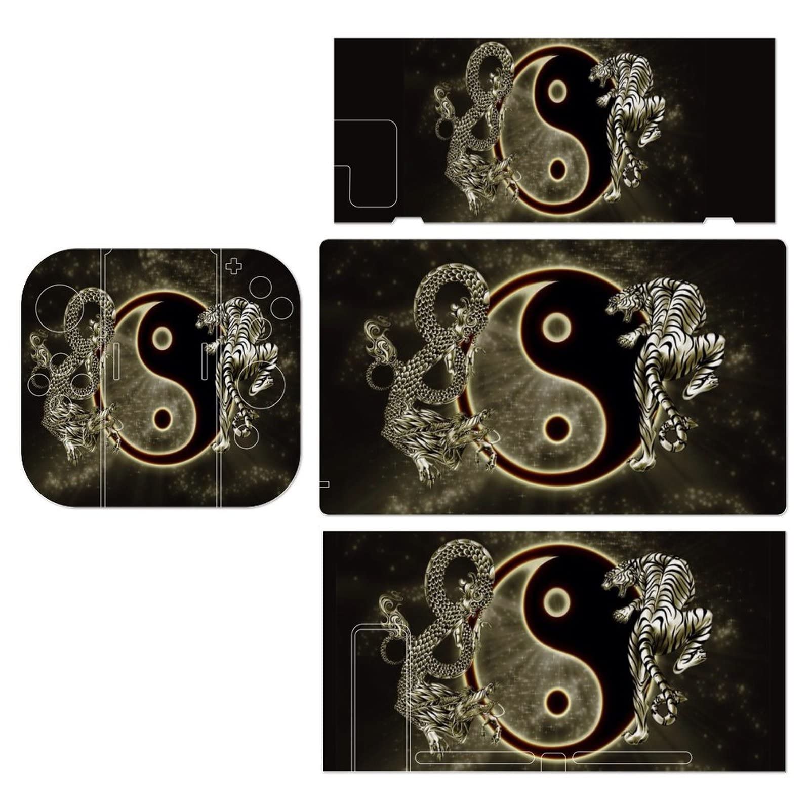 FunnyStar Yin Yang Dragons Tiger Stickers Decals Cover Fashion Game Skin Sticker Skin Protector Full Set Compatible with for Switch