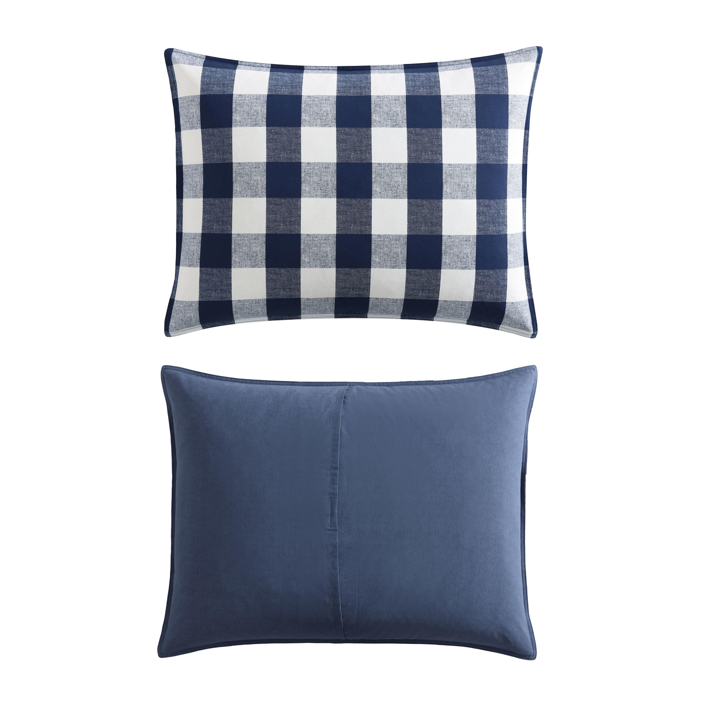 Eddie Bauer - King Comforter Set, Reversible Cotton Bedding with Matching Shams, Stylish Plaid Home Decor (Lakehouse Blue, King)