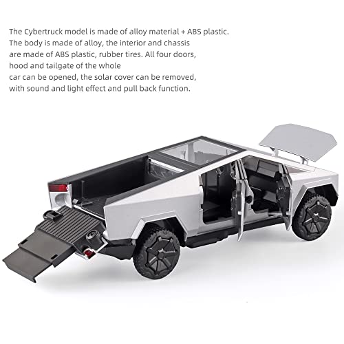 OANMYJJO 1/32 Scale Diecast Cybertruck Car Model,Zinc Alloy Toy Car,with Sound and Light、Pull Back,for Kids Age 3 Year and UP (Kids Gift)