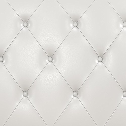 DHP Dakota Upholstered Platform Bed with Diamond Button Tufted Headboard and Footboard, No Box Spring Needed, Queen, White Faux Leather