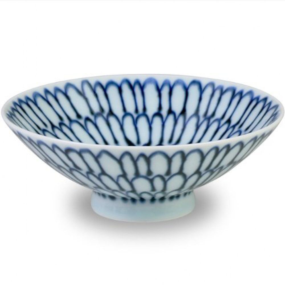 Hakusan Pottery P-4 Flat Chawan, Blue, Approx. φ5.9 x 2.1 inches (15 x 5.3 cm), Masahiro Mori Design, Hasami Ware Made in Japan