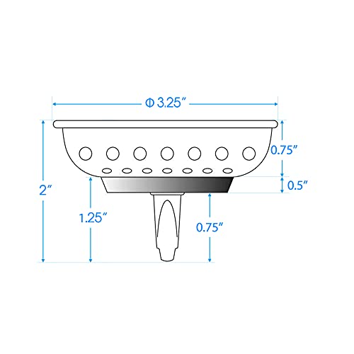 Kuyang 2 Pack Kitchen Sink Strainer, Replacement for Standard Kitchen Sink Drain Strainer (3.25 Inch), Chrome Plated Stainless Steel Basket Body with Rubber Stopper …