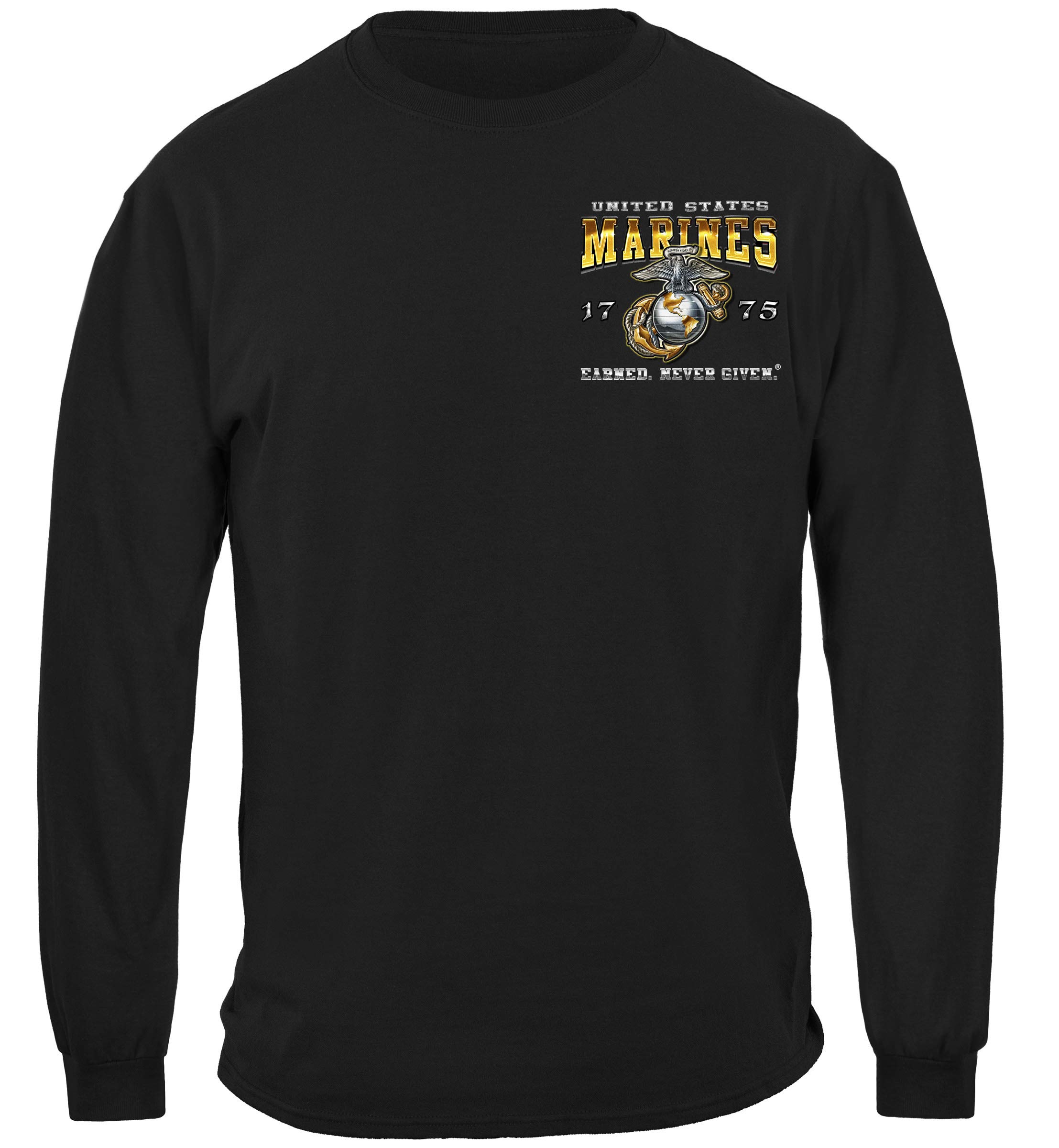 Erazor Bits US Marines US Marine Corps T Shirt - Marine Corps Tee Long Sleeve Shirts -Black X-Large