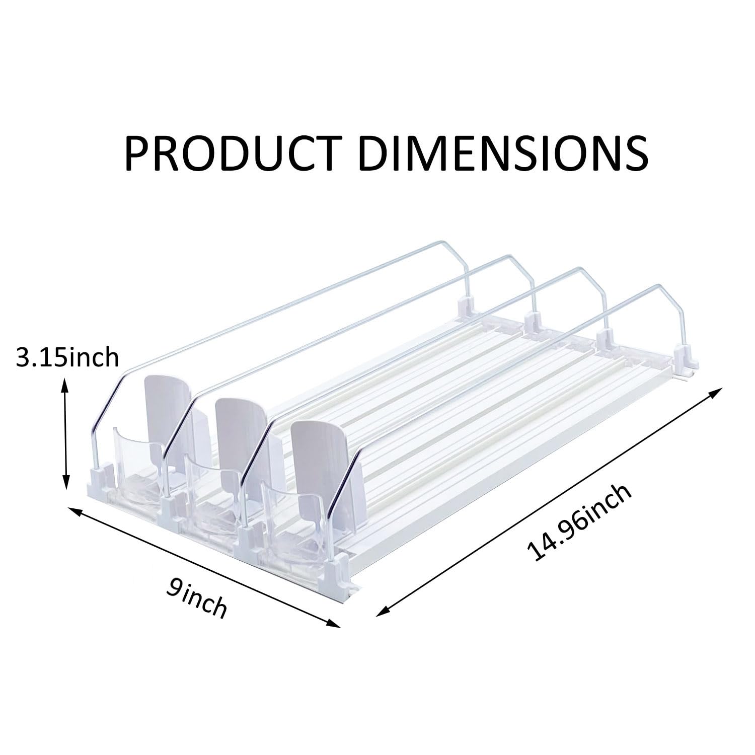 FOEJCHD Assembly-Free Drink Organizer for Fridge,Soda Can Organizer for Refrigerator with Pusher Glide - Holds up to 15 Cans
