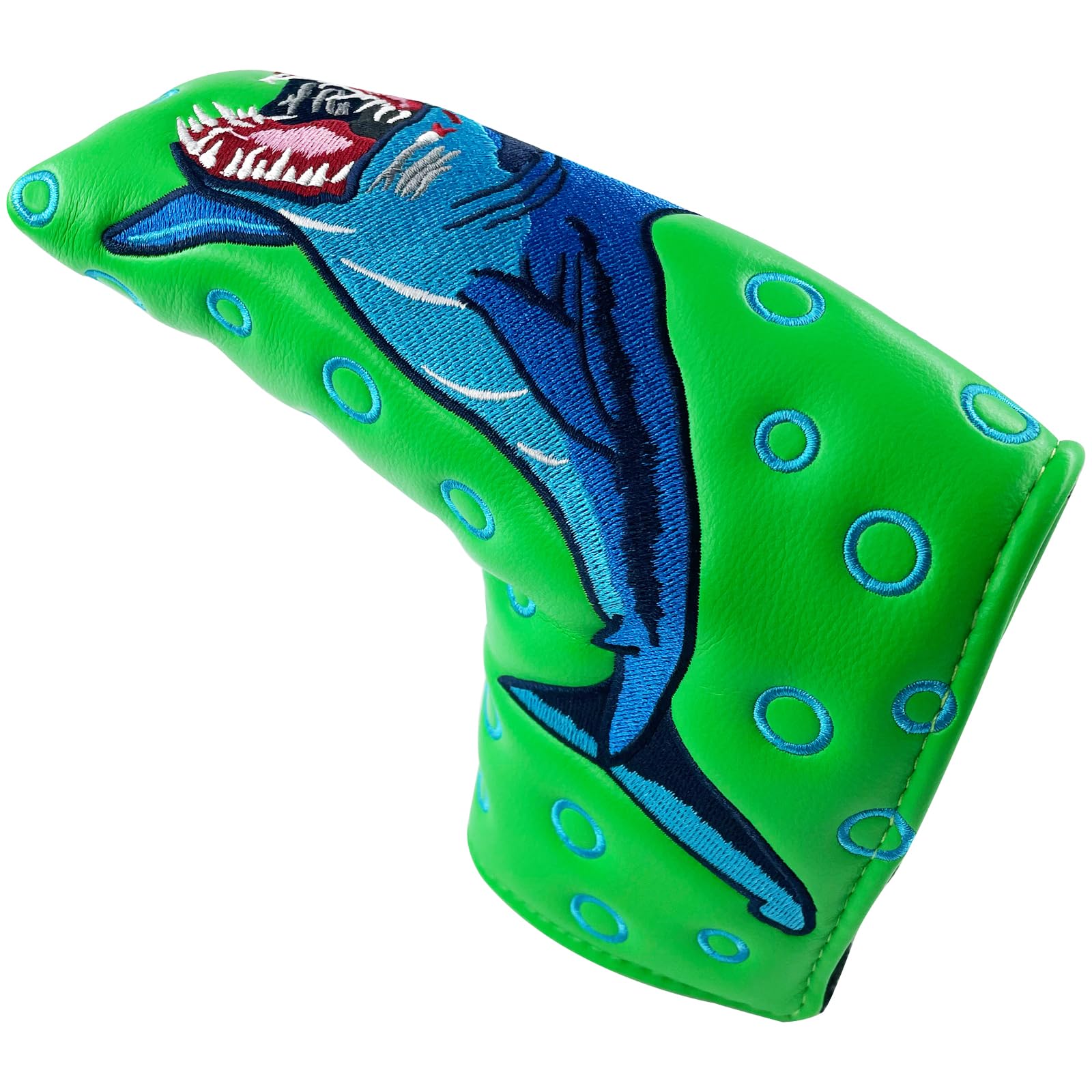 Gbourly Golf Club White Shark Mallet Putter Cover Heel Shafted PU Leather Magnetic Closure Headcover