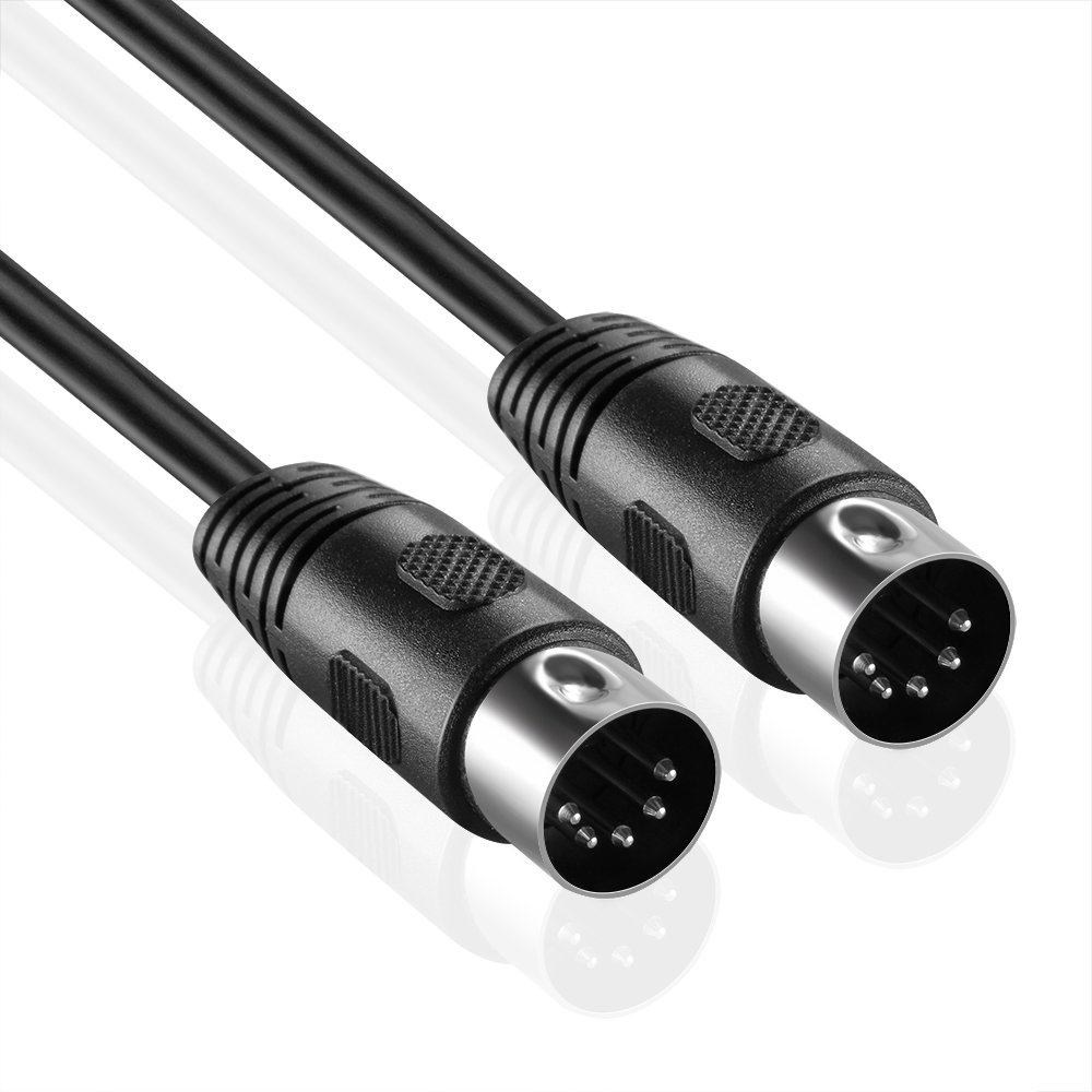 TNP MIDI Cable (1FT) - 5 Pin DIN Male Audio MIDI to MIDI Connector Interface Jack Plug Wire Cord