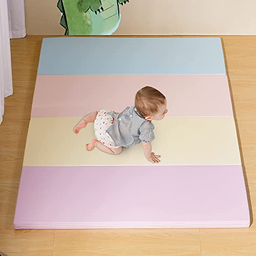Foldable ECO-Friendly Baby Learning Crawling mat Kids Play mat Waterproof and Thickened Crawling mat Hide and Seek mat (Macron, 47.24"x 62.99")