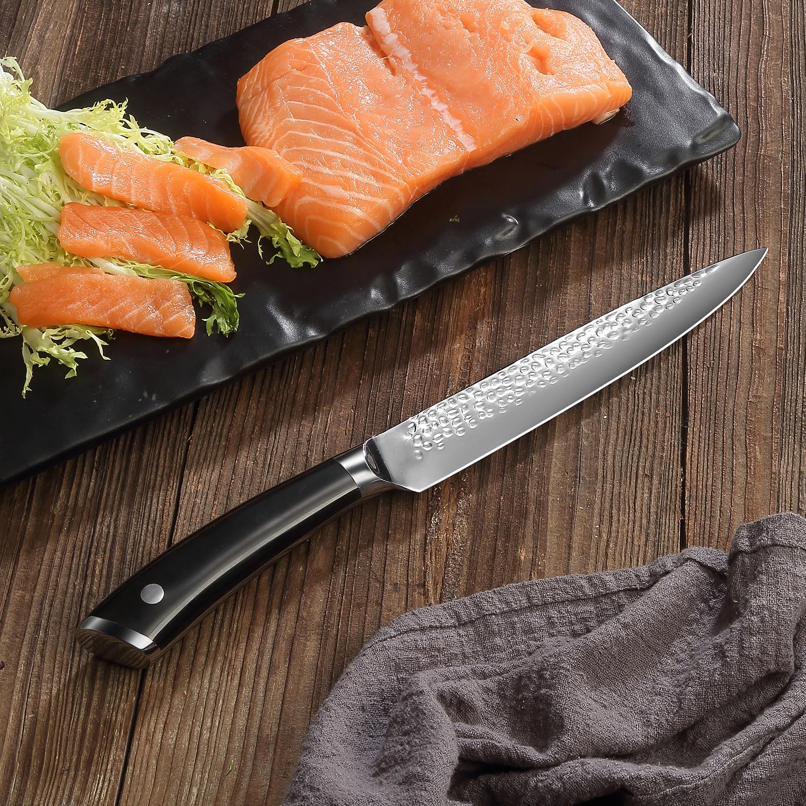 PAUDIN Carving Knife, Sharp 8 Inch Slicing Knife, Premium High Carbon Stainless Steel Forged Blade Brisket Knife with Full Tang Ergonomic ABS Handle, Carving Knife for Meat, Sashimi, Sushi, Roasts