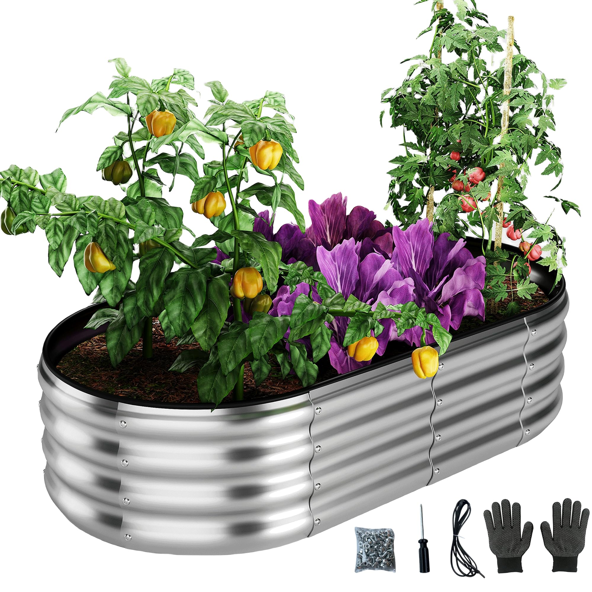 Galvanized Metal Planter Raised Garden Bed Kit for Gardening Outdoor,4x2x1ft Planter Grow Garden Box Raised Flower Bed