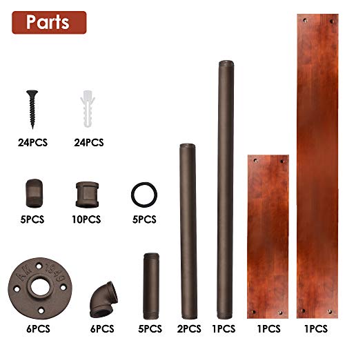 ivinta 2-Tier Floating Shelves Industrial Pipe Shelf Wall Mounted Solid Wood Shelf Hanging Wall Bookshelf for Kitchen Office Ladder Shelf for Living Room Bathroom