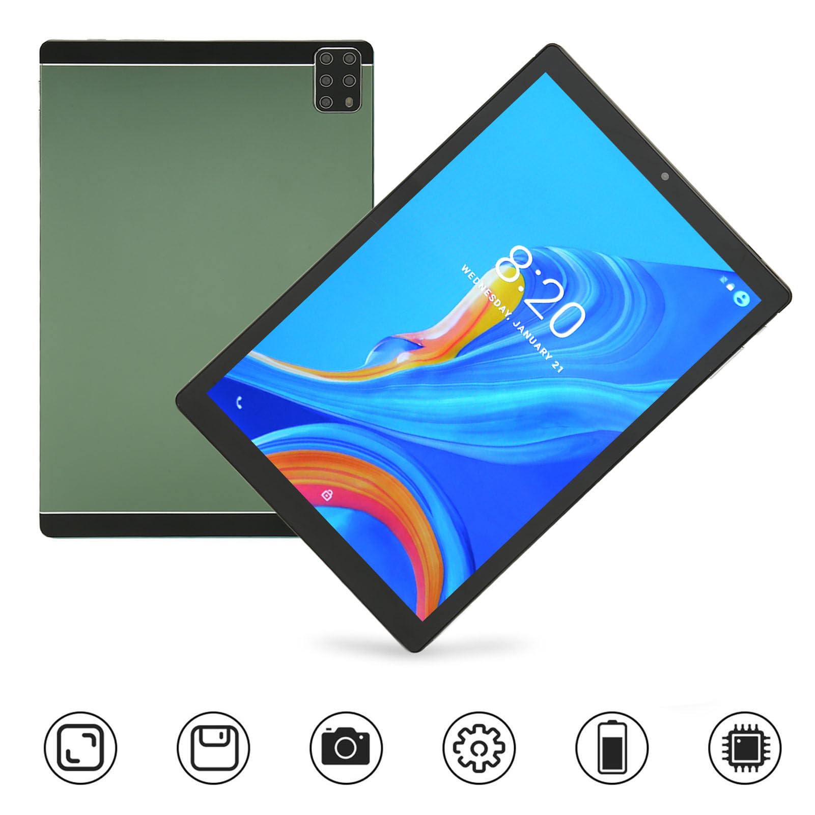 EBTOOLS 10.1 Inch Tablet for12, 10 Core CPU, 6GB RAM, 128GB ROM, 5G, 2MP+5MP Cameras, 8800mAh Battery, withEarbuds, Comes with 100β240V (US Plug)