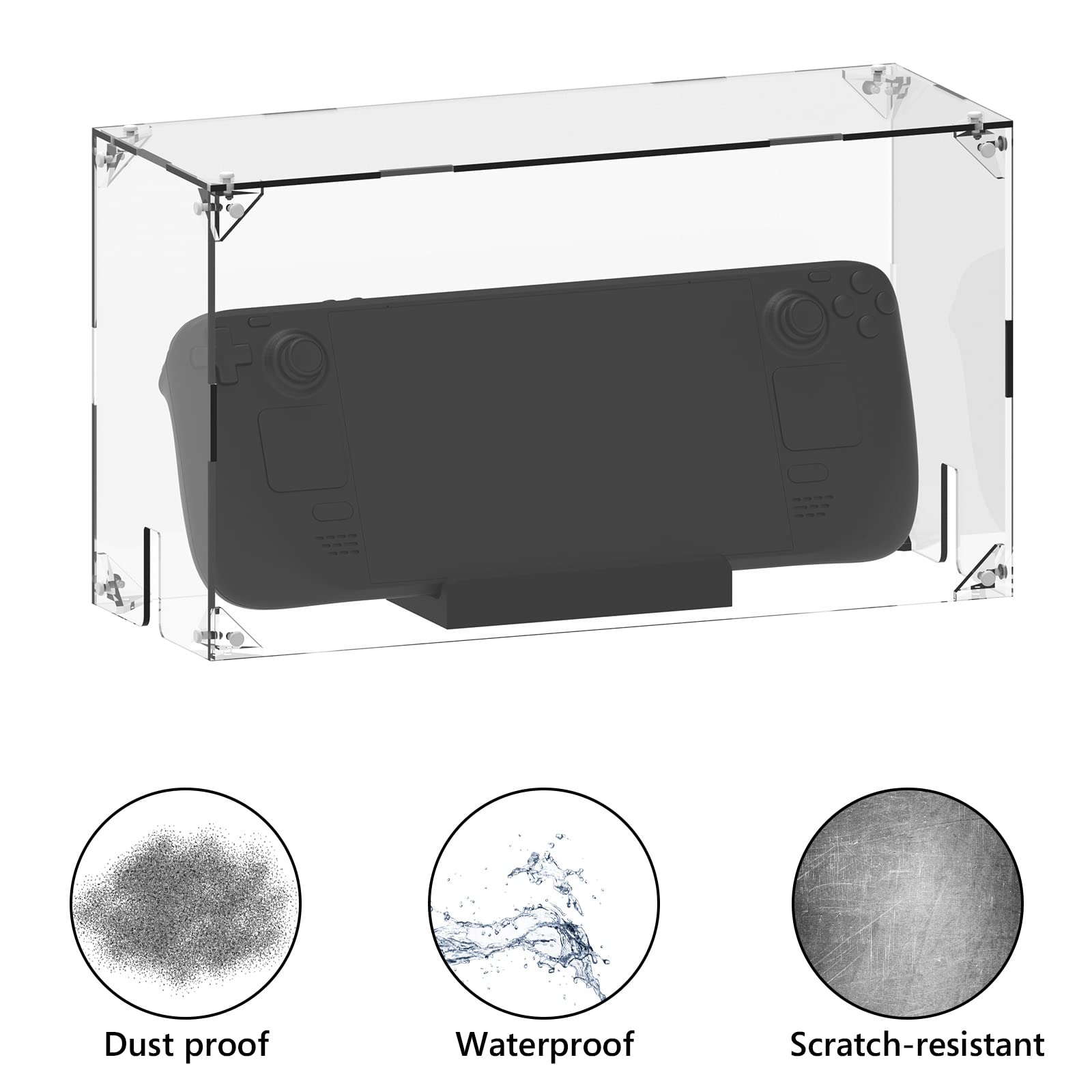 Geekria Acrylic Dust Cover Transparent Dust Guard Compatible with Steam Deck Charging Dock, Anti Scratch Waterproof Protective Clear Acrylic Cover Sleeve Display Box
